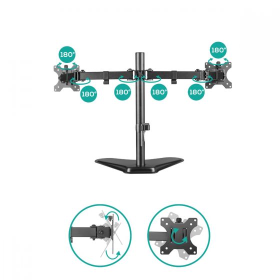 Activia Dual-Screen Articulating Monitor Arm with Free-Standing Desktop ...