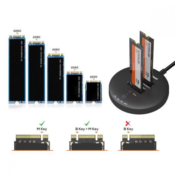 mbeat H3 Dual M.2 NVMe SSD Dock | 20Gbps USB 3.2 Gen2x2 Clone Duplicator