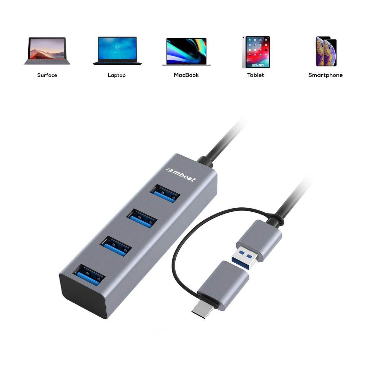 Port Usb Hub With Usb C Converter