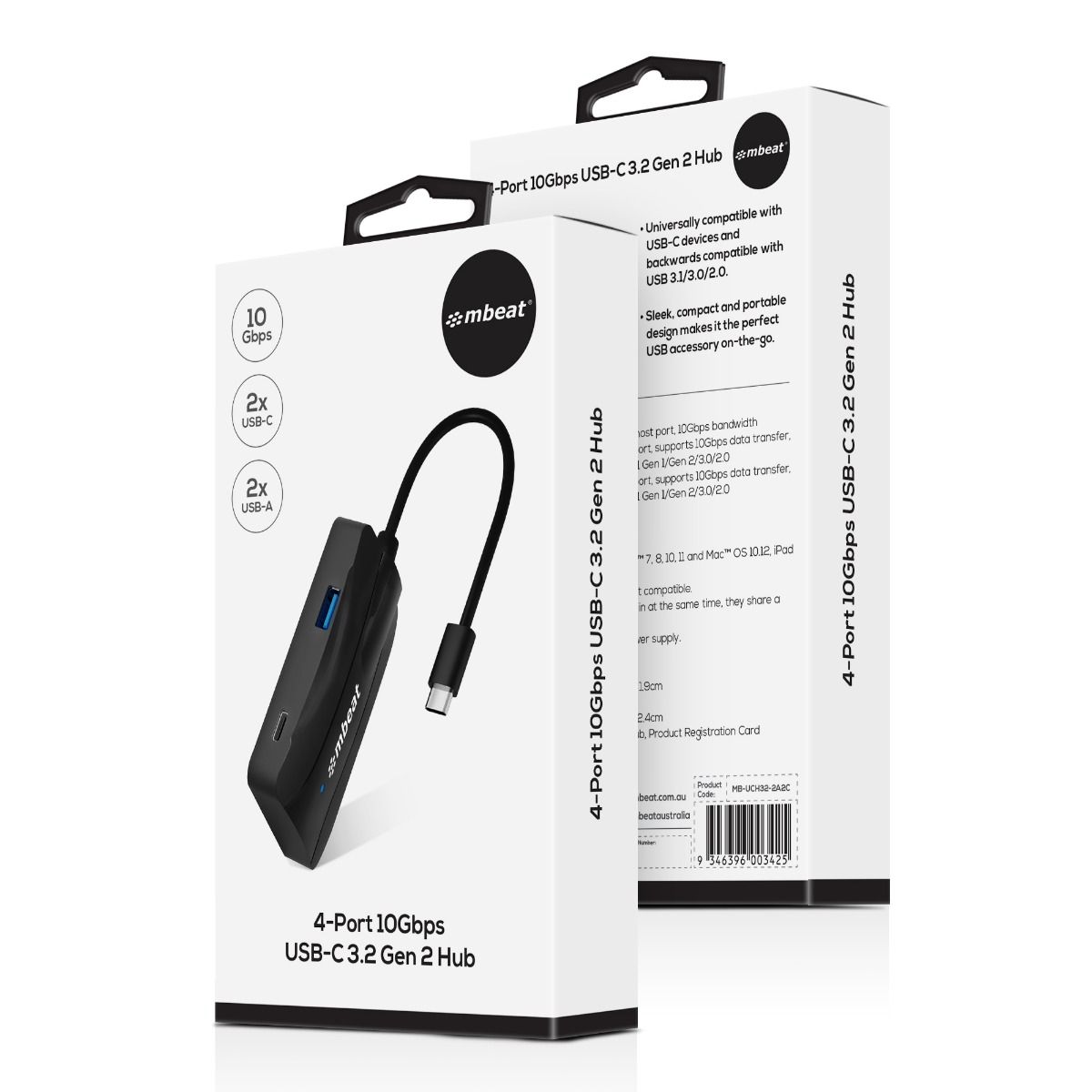 10Gbps USB-C 3.2 Gen 2 Hub | 4-Port mbeat