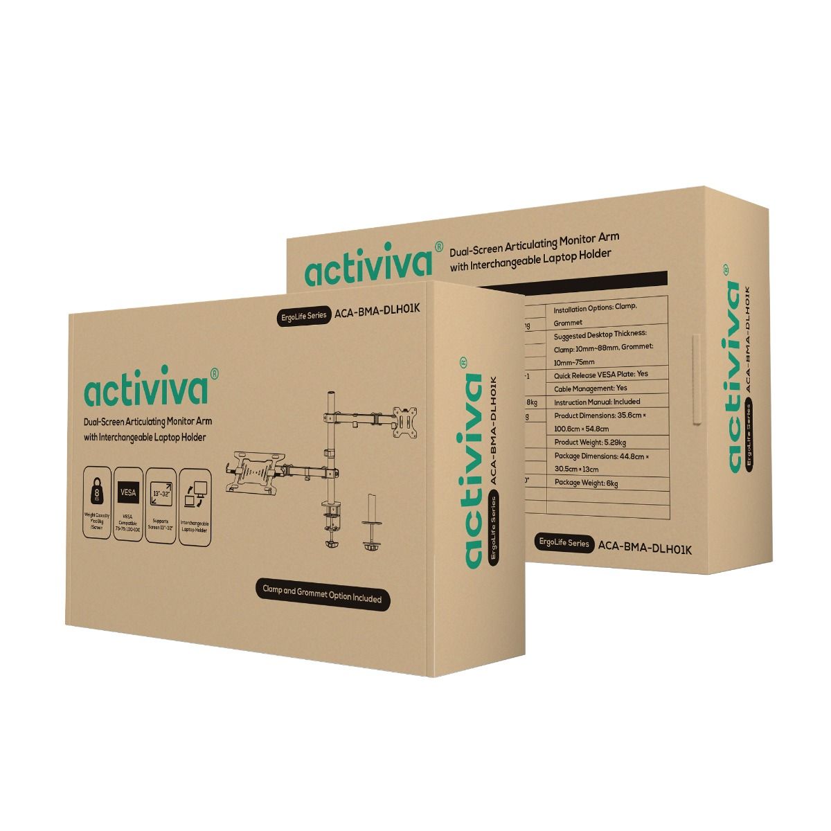 Activiva Dual-Screen Articulating Monitor Arm with Interchangeable ...