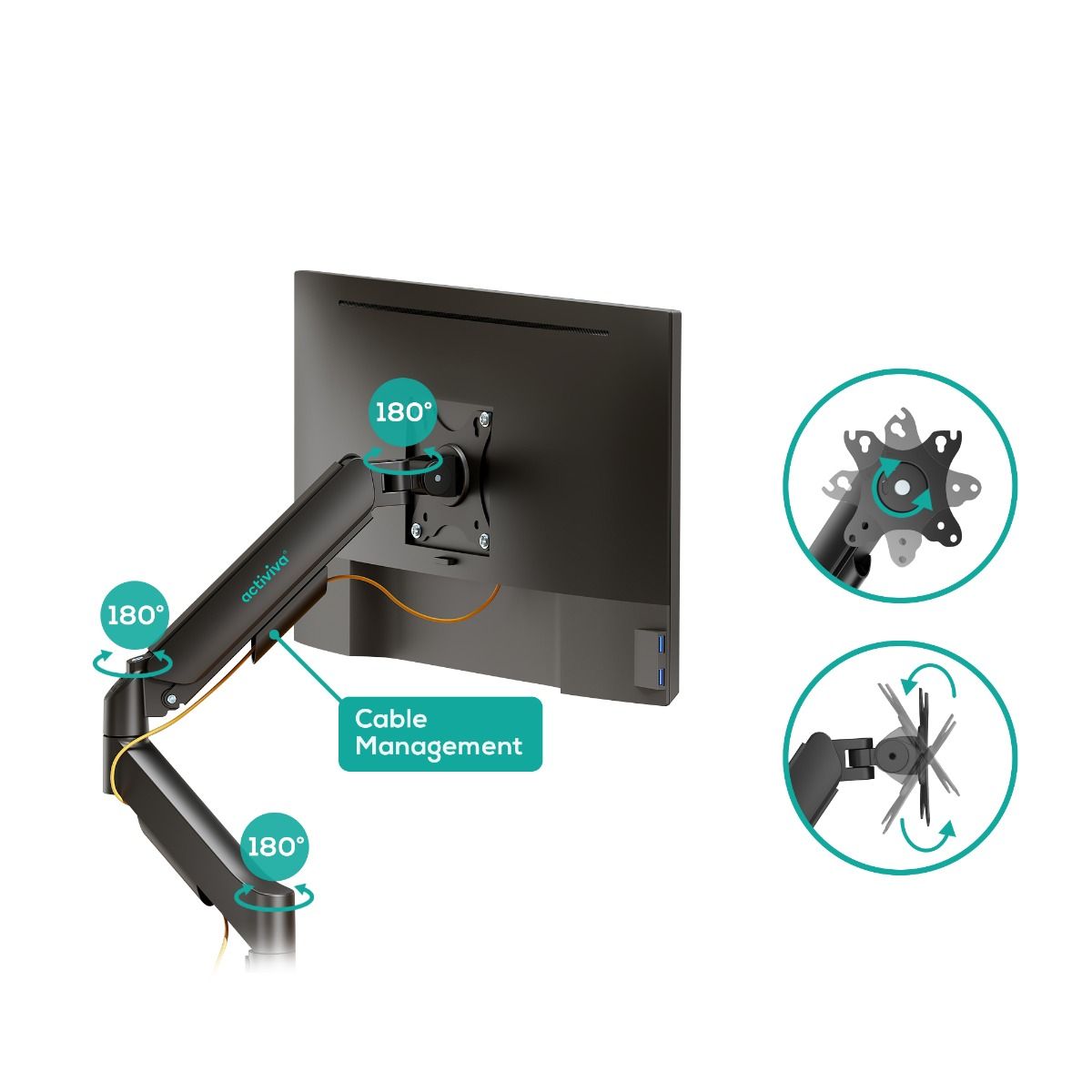 Activiva Ergolife Dual-Screen Gas Spring Monitor Arm