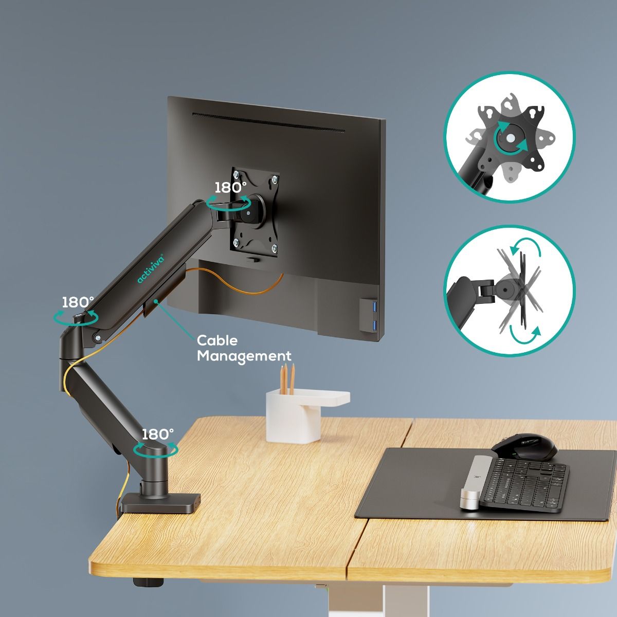 Activiva Ergolife Single-Screen Gas Spring Monitor Arm