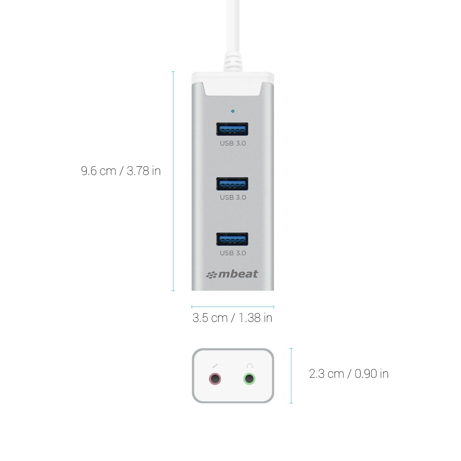 Hayman 3-Port USB 3.0 Hub with Audio & Mic - USB Connectivity
