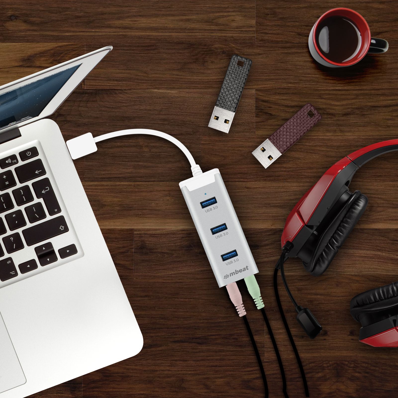 Hayman 3-Port USB 3.0 Hub with Audio & Mic - USB Connectivity