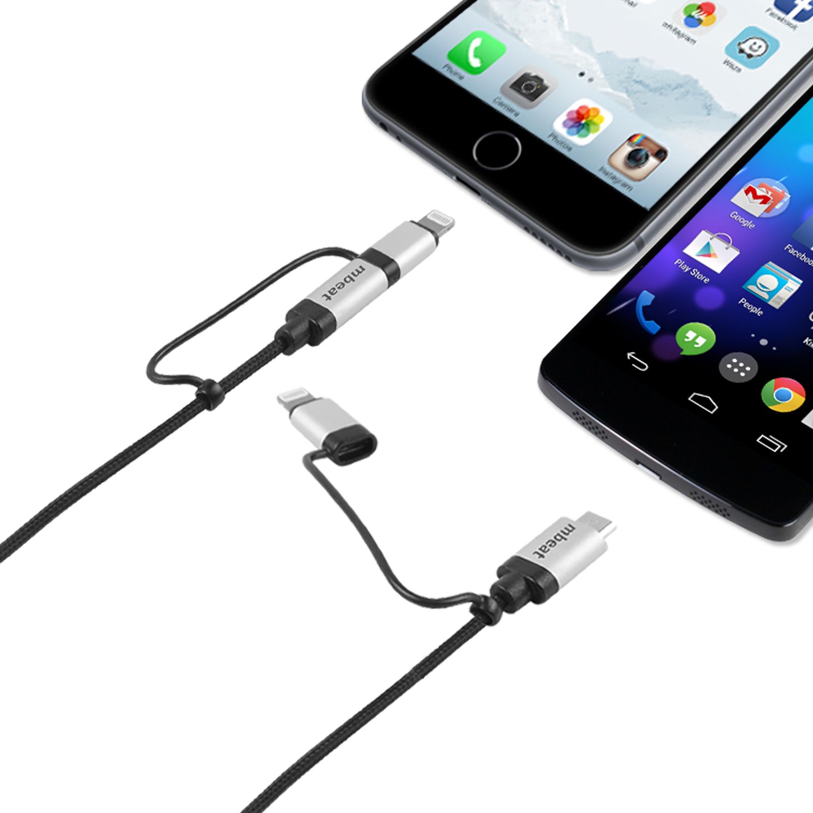 mbeat 2-In-1 MFI Lightning and Micro USB Cable (1M) - Cables & Adapters