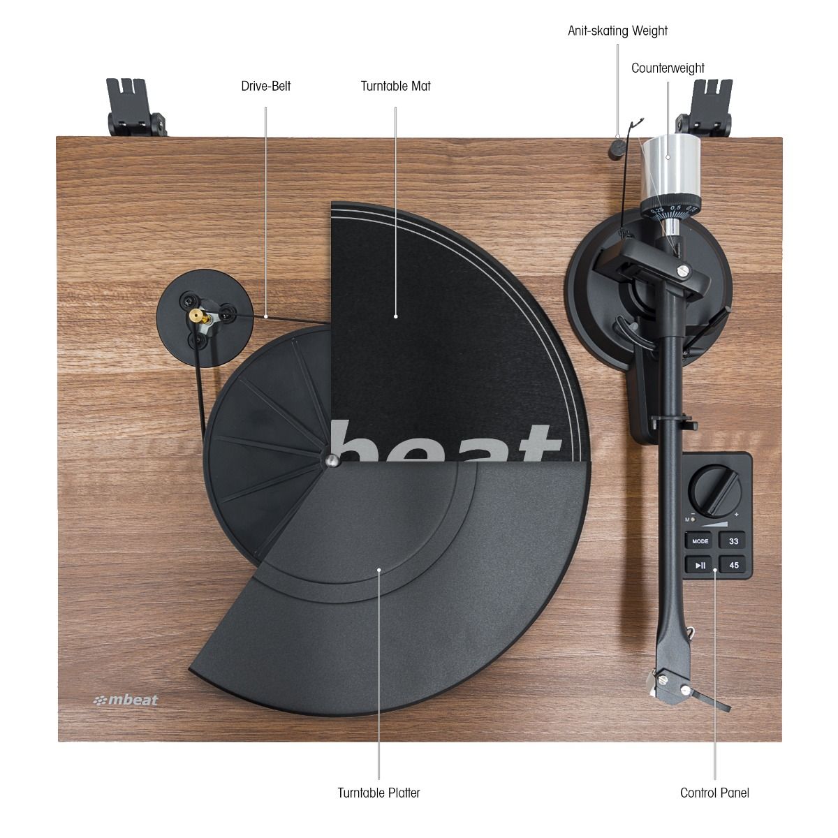 mbeat PT-28 Hi-Fi Bluetooth Turntable with Bookshelf Speakers | Australia