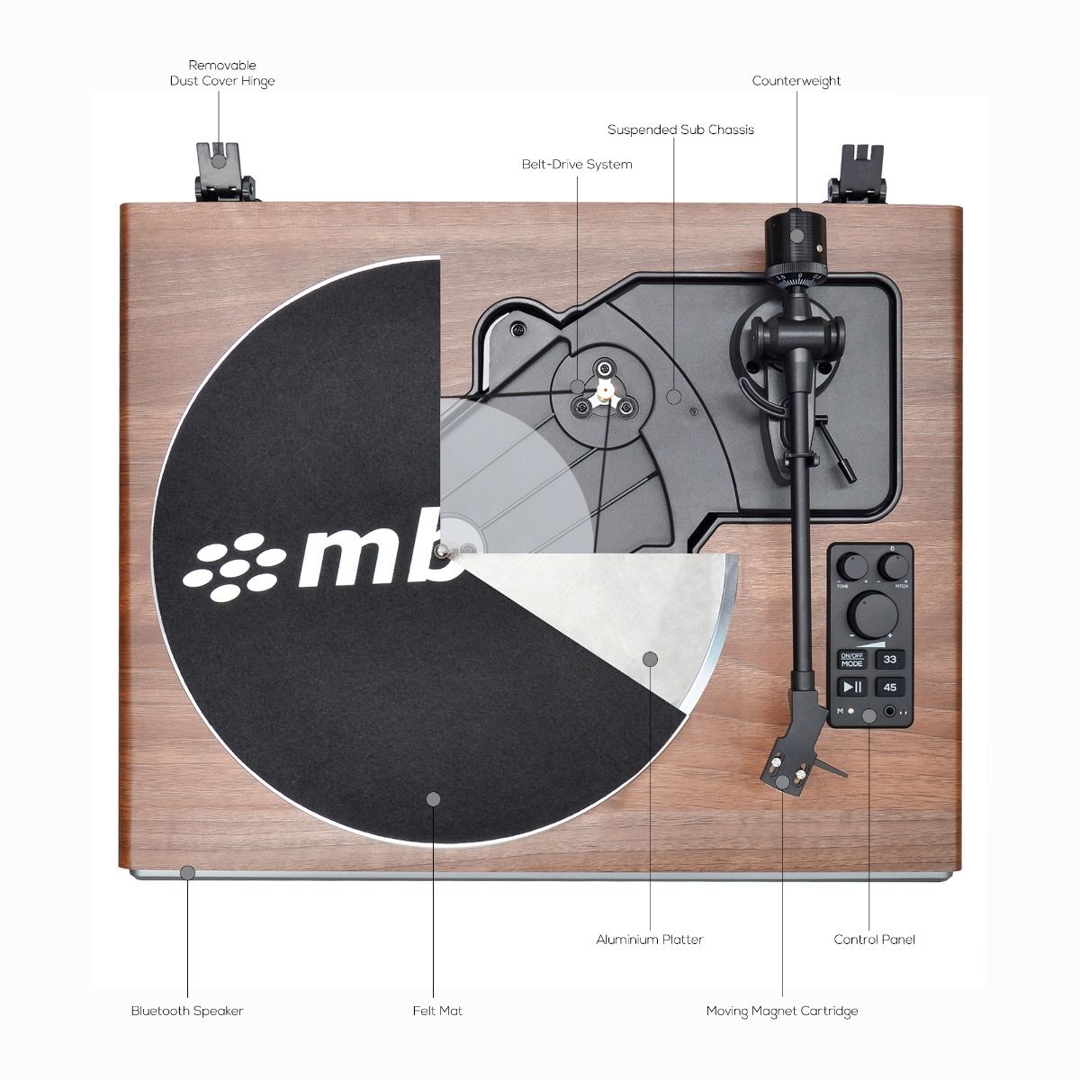 mbeat MB-PT-38 Hi-Fi Turntable with 36W Bluetooth Speaker | Australia